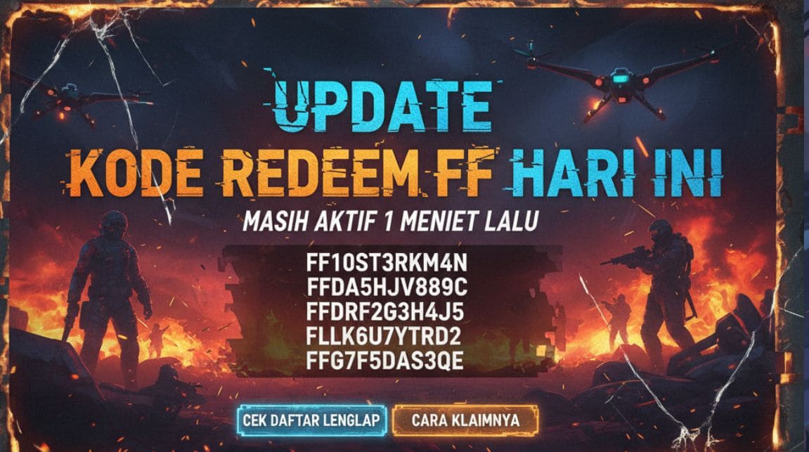 Update Kode Redeem FF Hari Ini Masih Aktif 1 Menit Lalu, Cek Daftar Lengkap dan Cara Klaimnya